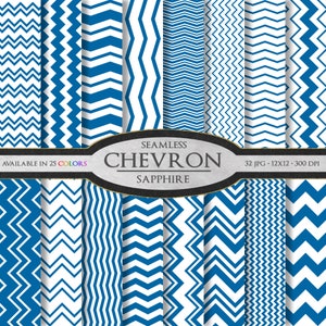 Sapphire Digital Paper Pack - Instant Download - Digital Blue Chevron ...
