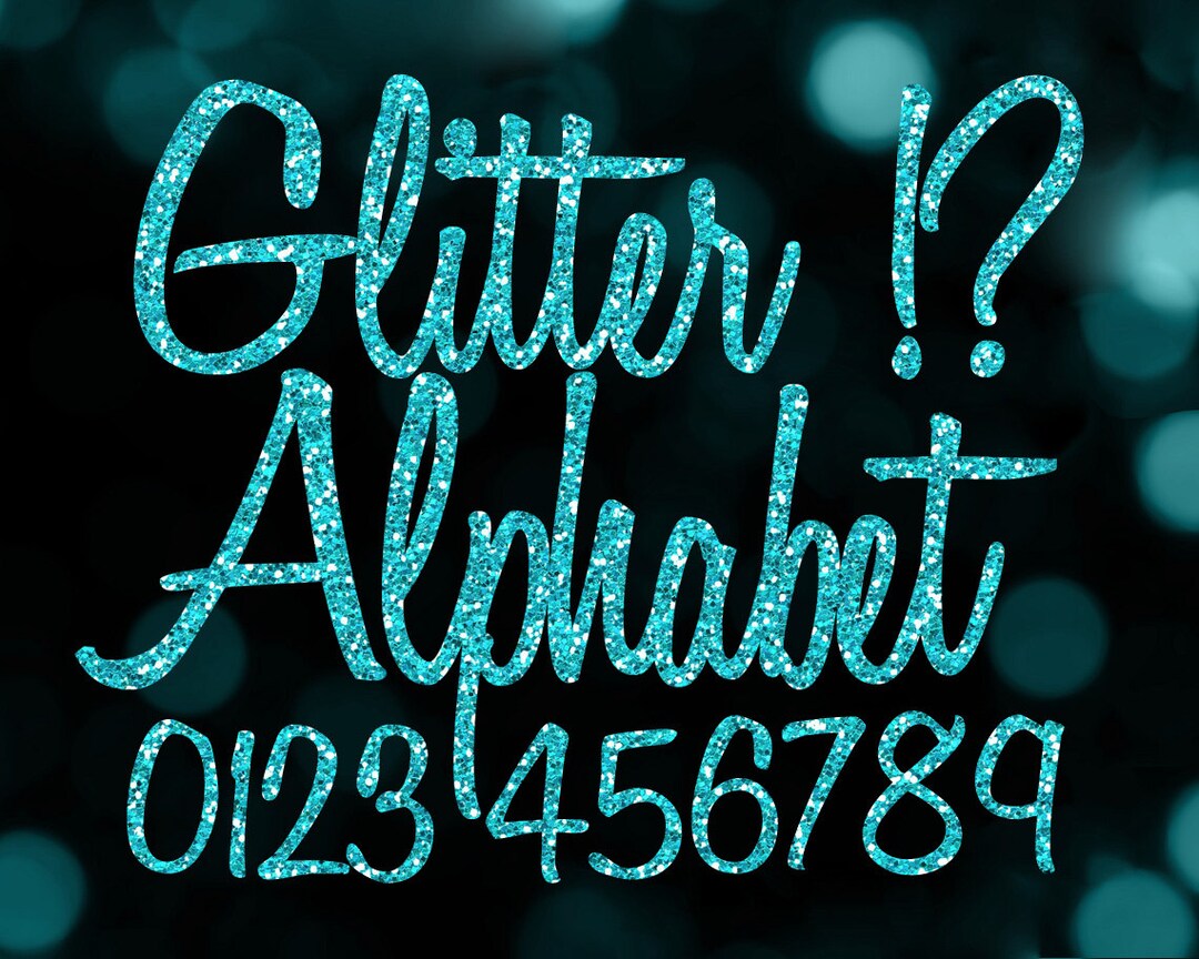 Blue Glitter Alphabet Clipart Overlays: Printable Cursive Handwriting ...