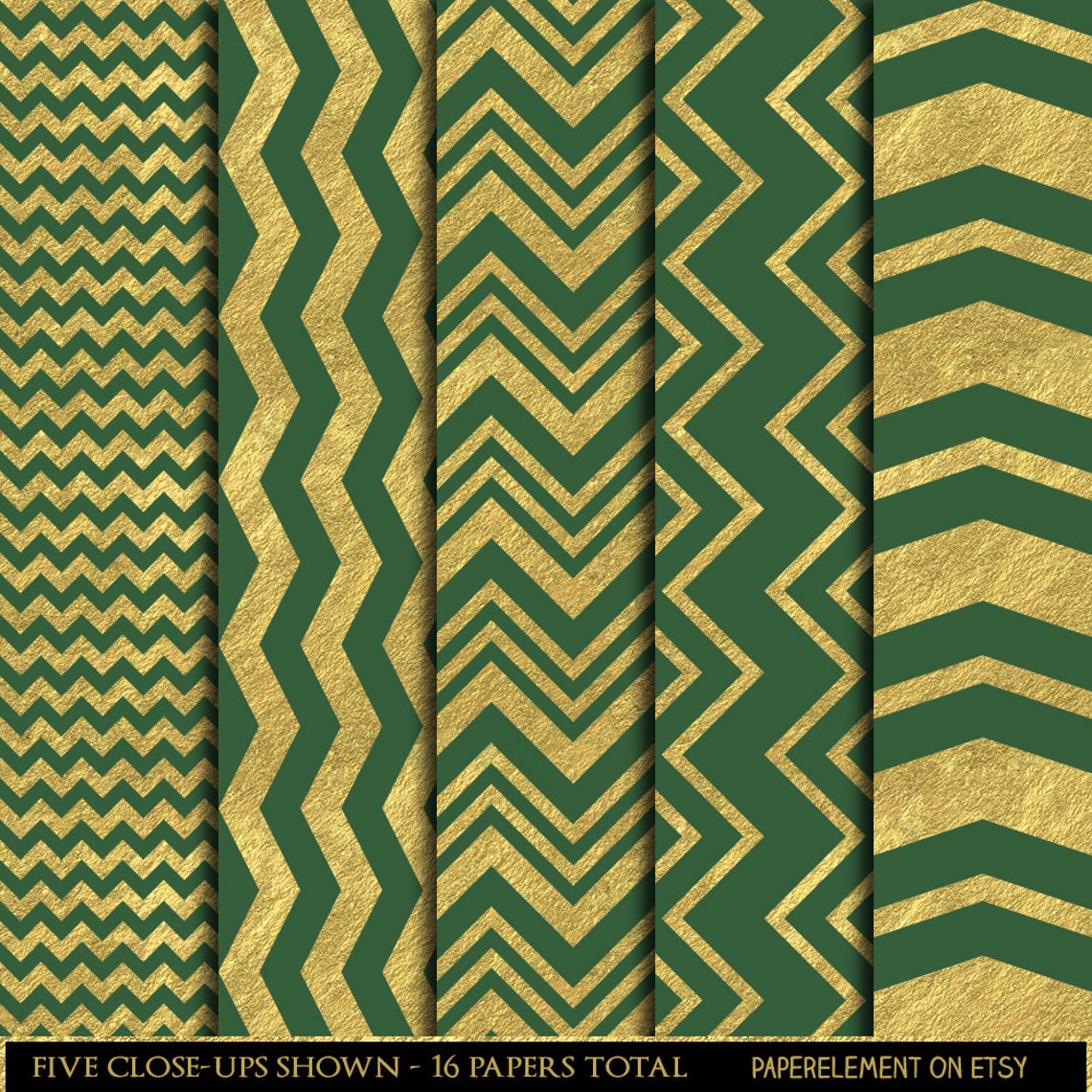 Hunter Green Chevron Digital Paper - Christmas Digital Backgrounds ...