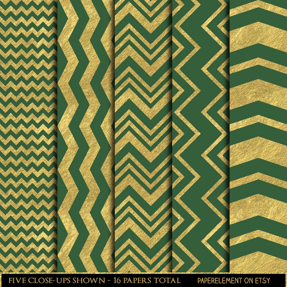 Hunter Green Chevron Digital Paper - Christmas Digital Backgrounds ...