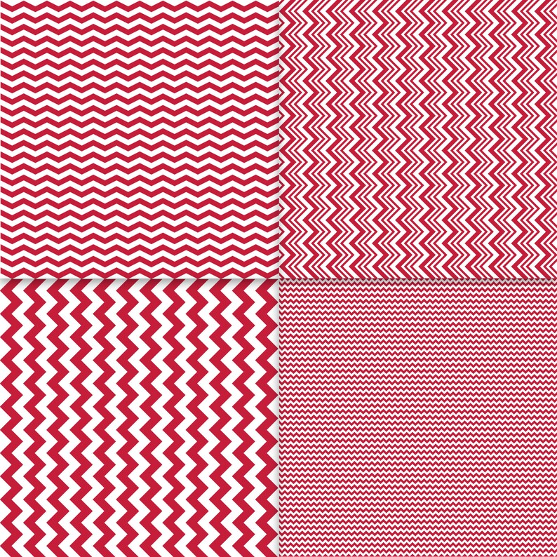 Cardinal Red Digital Paper Pack - Instant Download - Red Chevron Paper ...