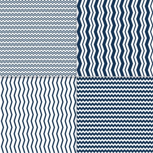 Navy Blue Chevron Digital Paper Pack - Instant Download - Digital ...