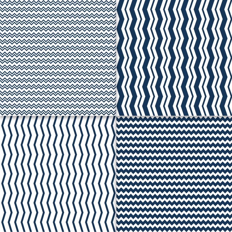 Navy Blue Chevron Digital Paper Pack - Instant Download - Digital ...