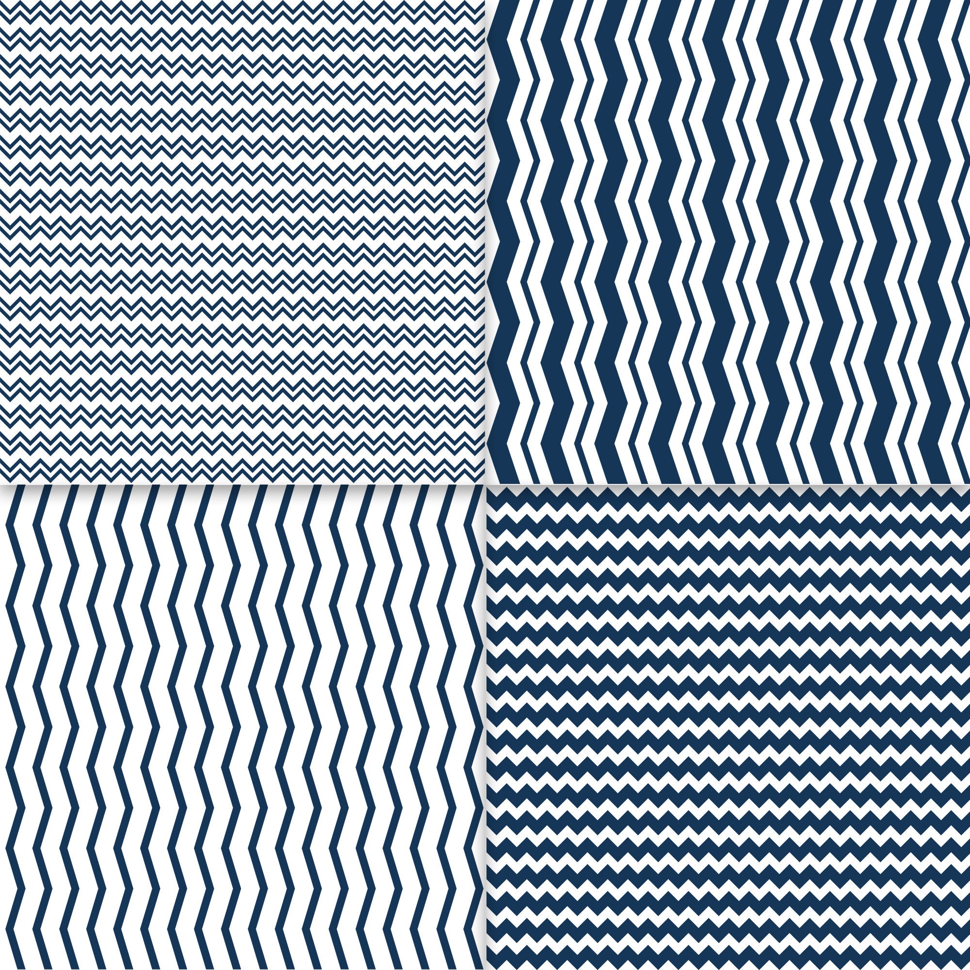Navy Blue Chevron Digital Paper Pack - Instant Download - Digital ...