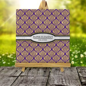 Royal Purple Gold Seamless Damask Pattern Digital Paper: Ornate Fabric ...