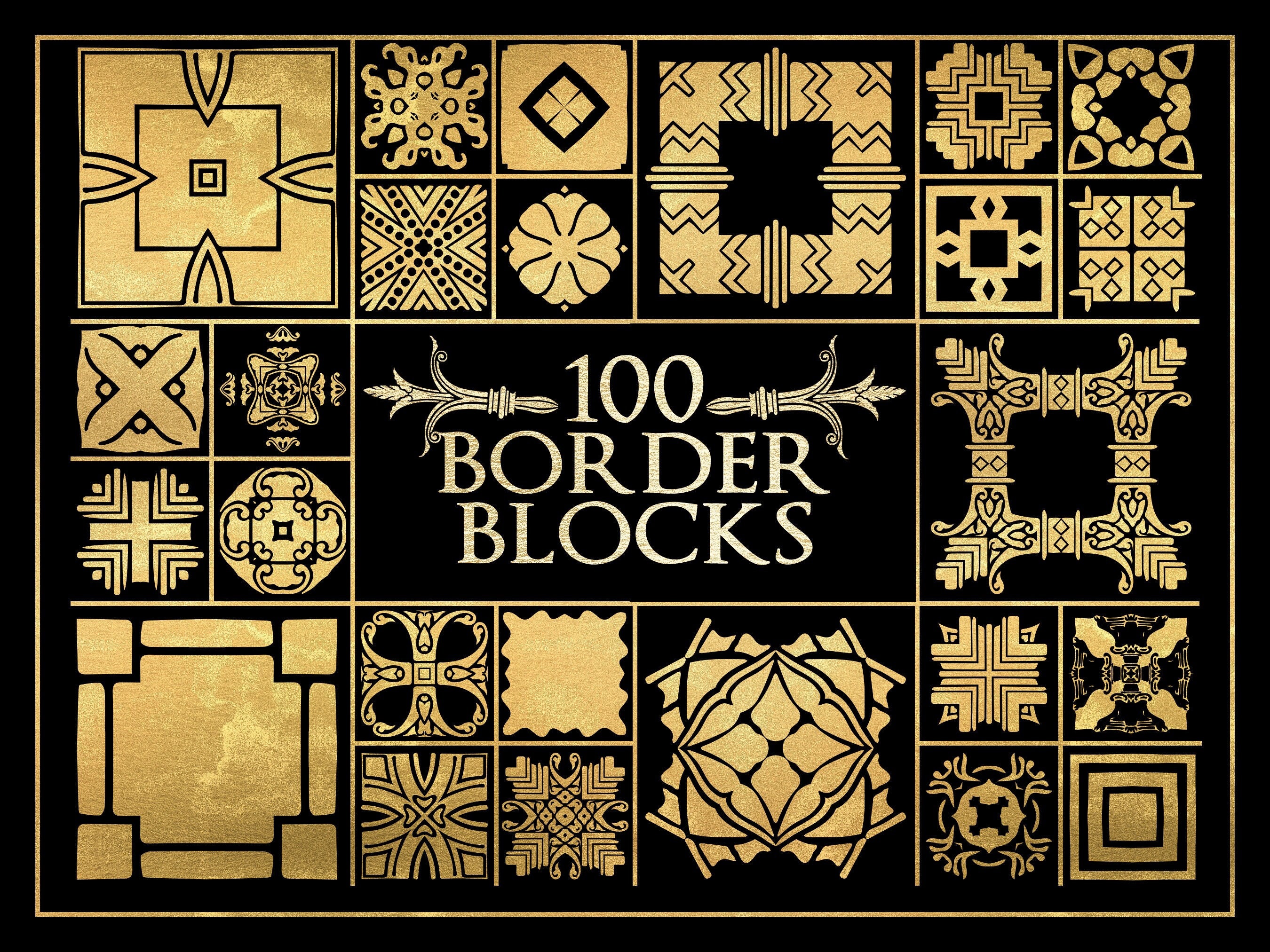 100 Border Blocks Vector Set Border Tiles Art in Ai EPS - Etsy