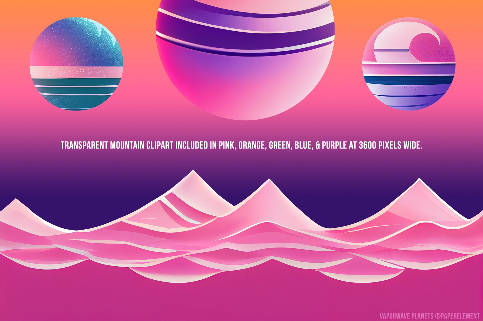 Vaporwave Planets Clipart Bundle - 80s Retro Space Themed Clip Art Set ...