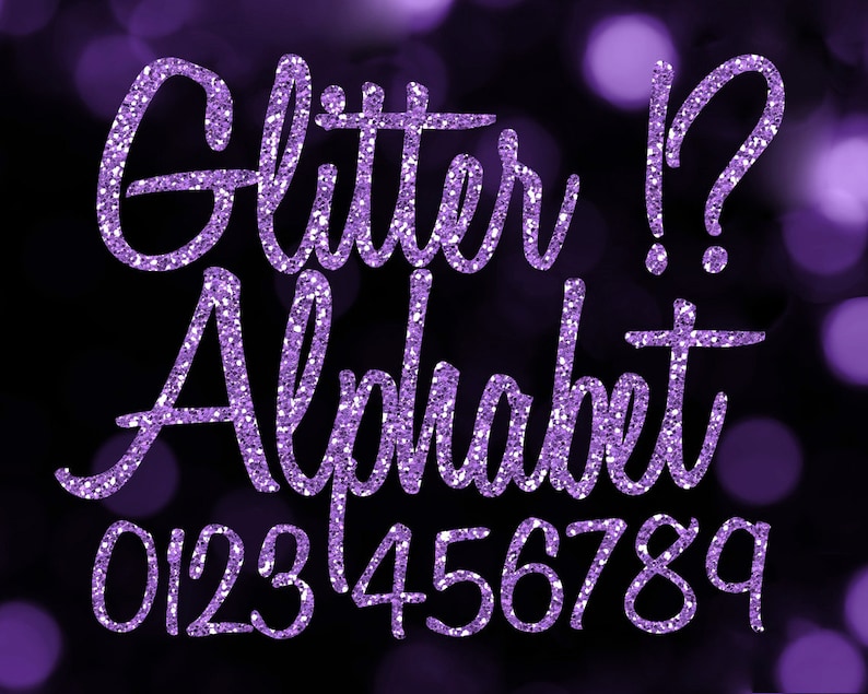 Purple Glitter Alphabet Clipart: Digital Glitter Alphabet Clip | Etsy