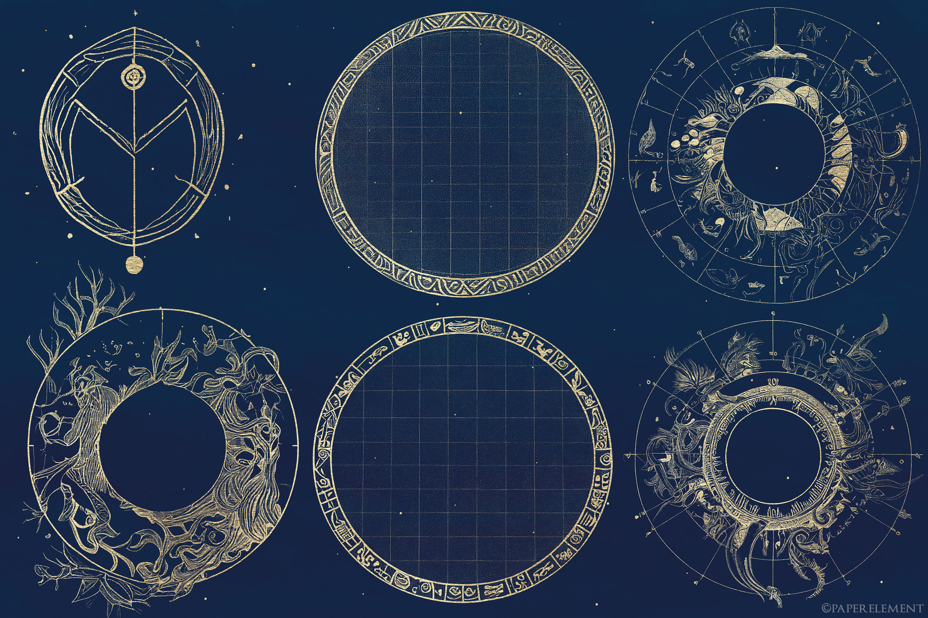 Ornate Magical Circle Clipart & Stamp Brush: Symbols, Glyphs, Runes ...