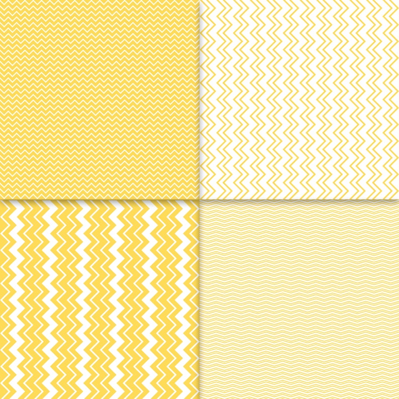 Mustard Yellow Chevron Digital Paper Pack - Instant Download - Chevron ...