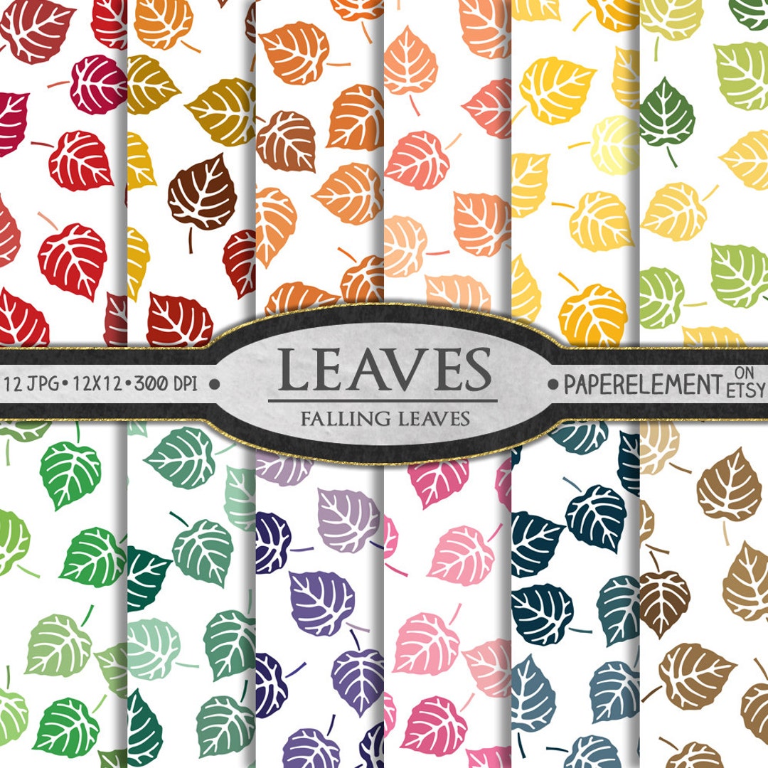 Falling Leaves Digital Paper: Leaf Digital Paper, Fall Leaf Paper, Leaf ...