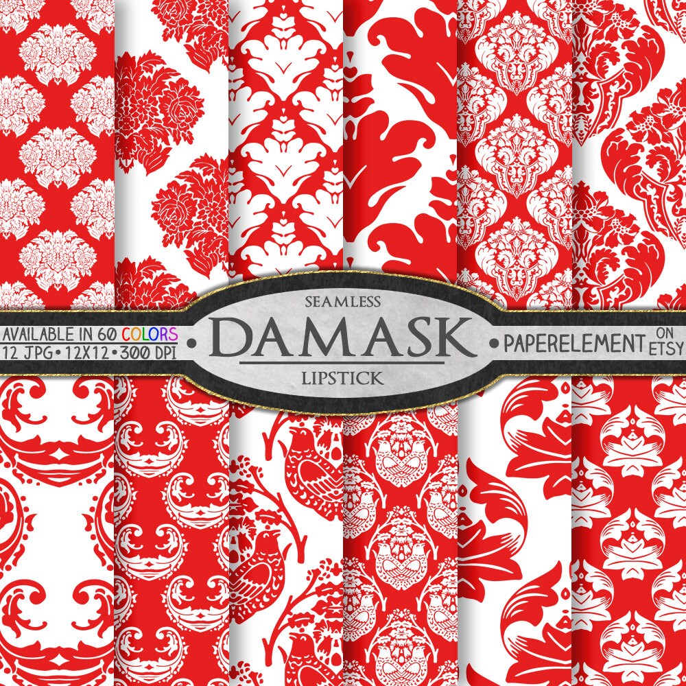 Red And White Damask Pattern