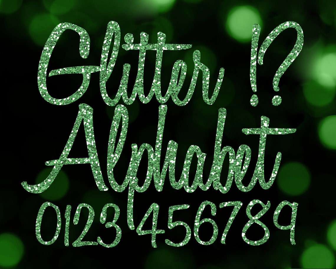 Green Glitter Alphabet Clipart: Digital Glitter Alphabet Clip - Etsy Israel