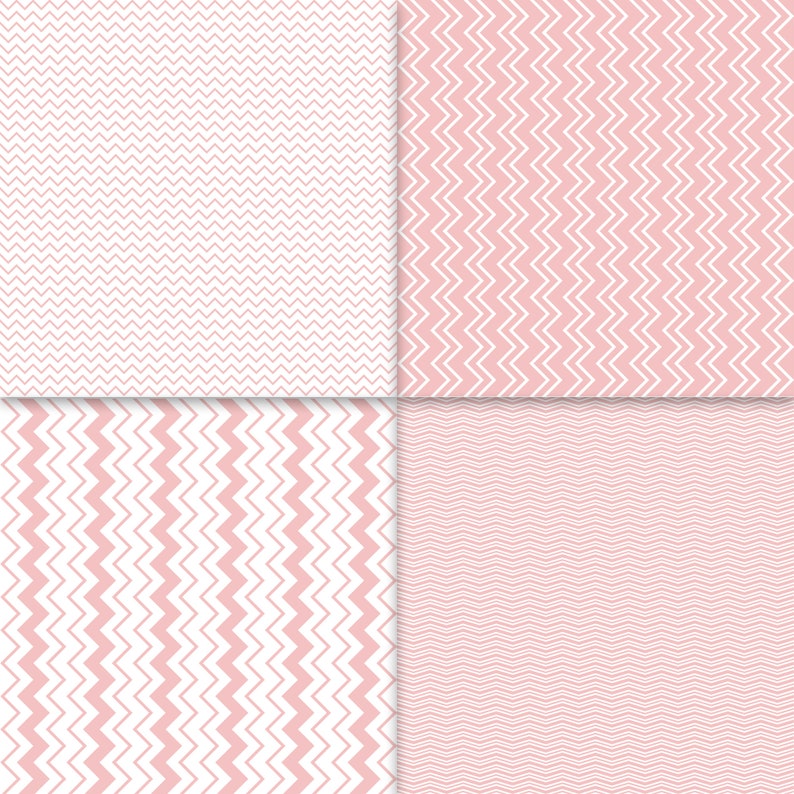 Baby Pink Chevron Digital Paper Pack - Instant Download - Petal, Blush ...