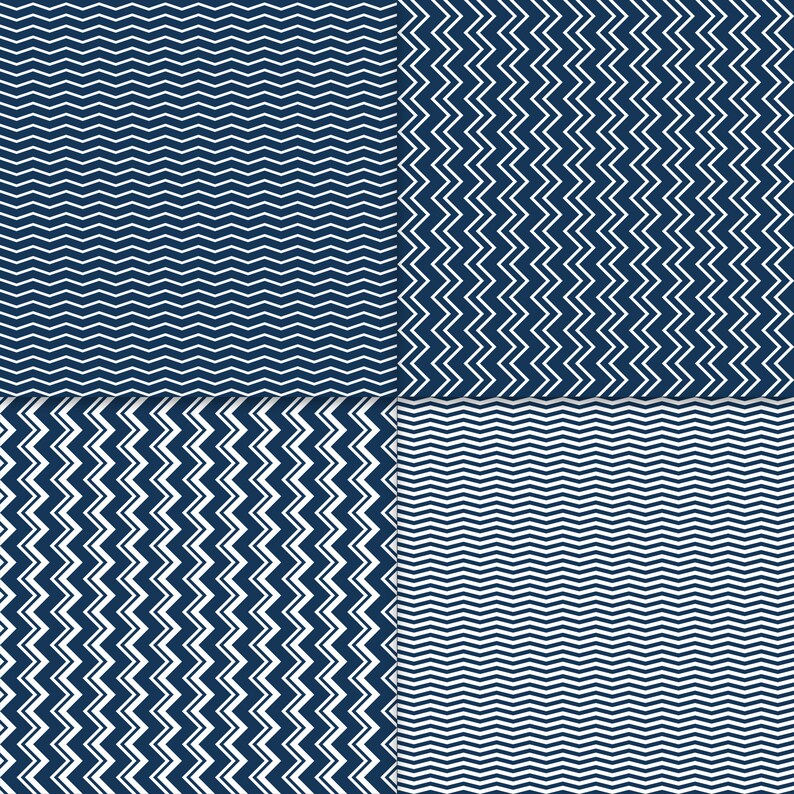Navy Blue Chevron Digital Paper Pack - Instant Download - Digital ...