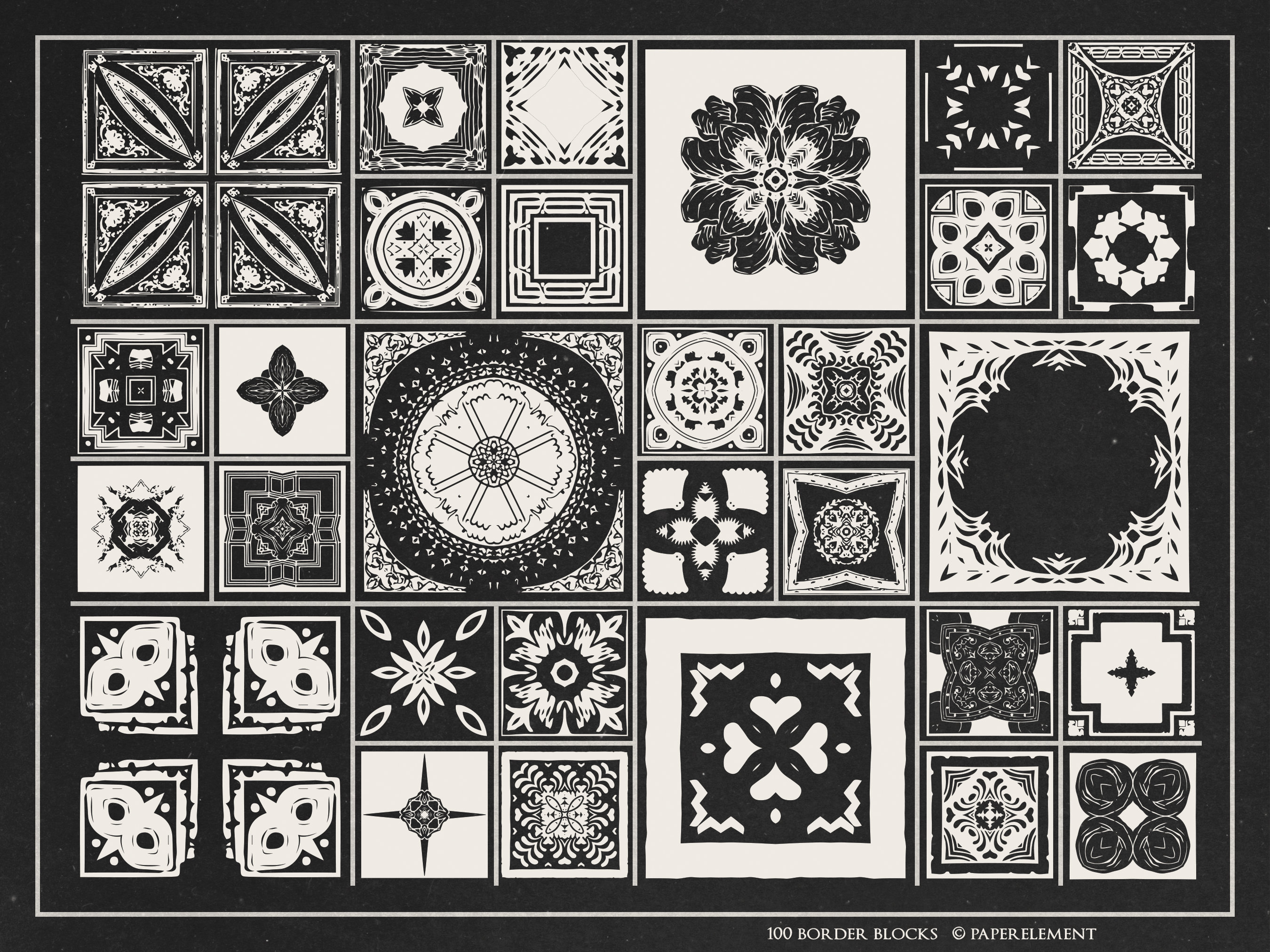 100 Border Blocks Vector Set Border Tiles Art in Ai EPS - Etsy