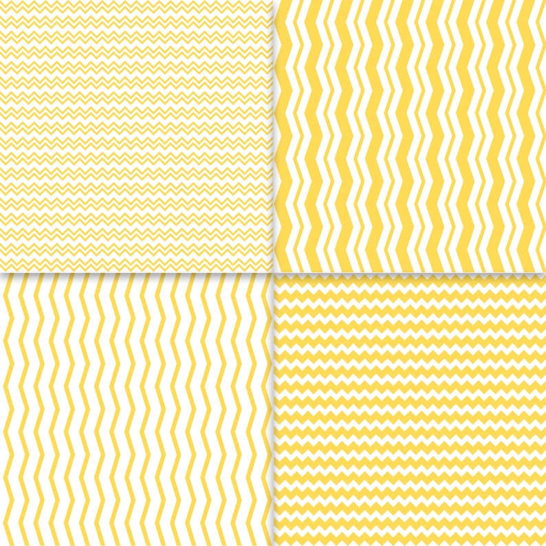 Mustard Yellow Chevron Digital Paper Pack - Instant Download - Chevron ...