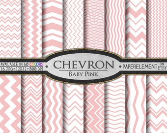 Carnation Pink Chevron Digital Paper Pack Instant Download | Etsy