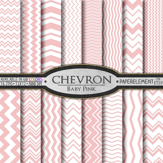 Baby Pink Chevron Digital Paper Pack Instant Download | Etsy
