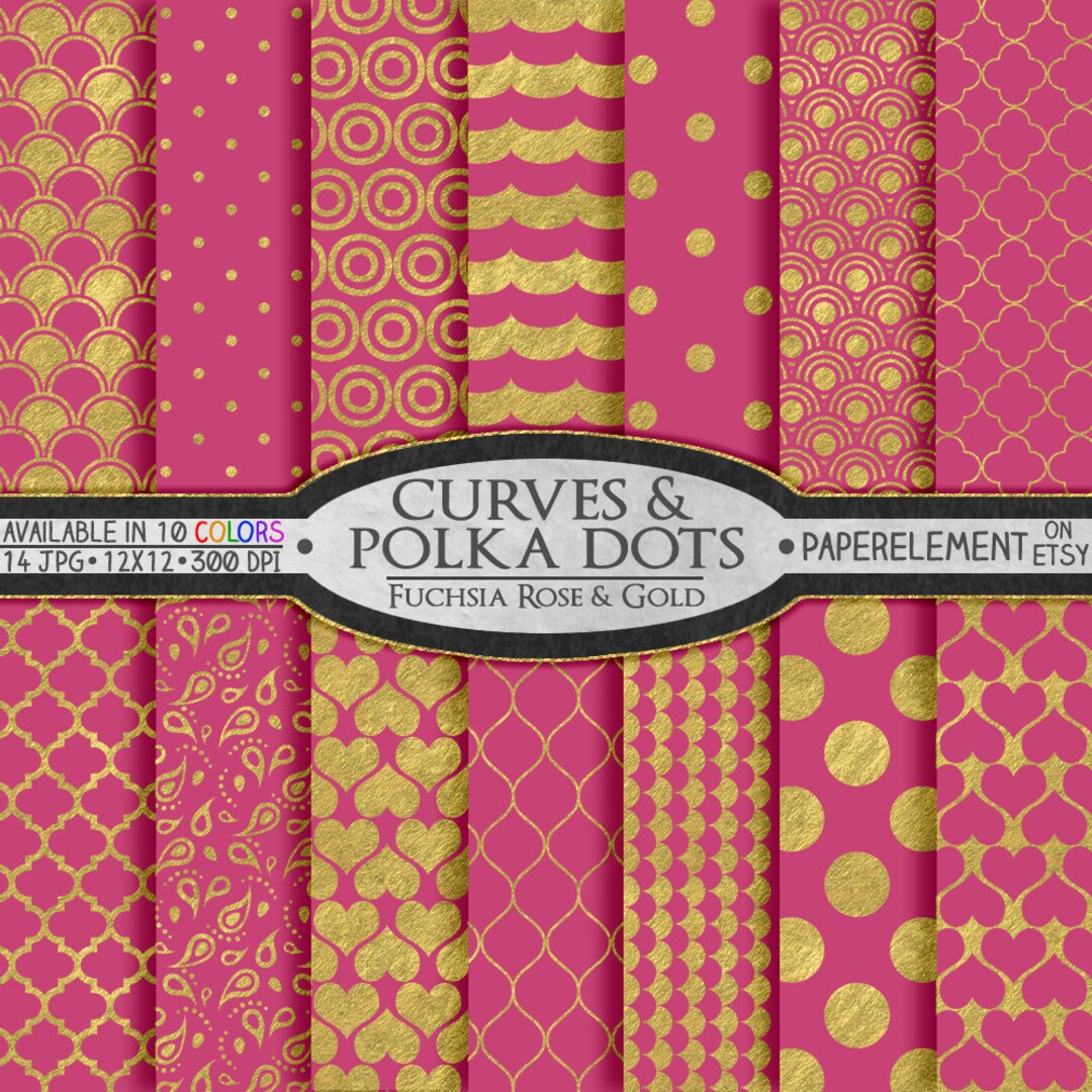 Pink and Gold Digital Paper: Gold and Pink Digital Paper With Fuchsia ...