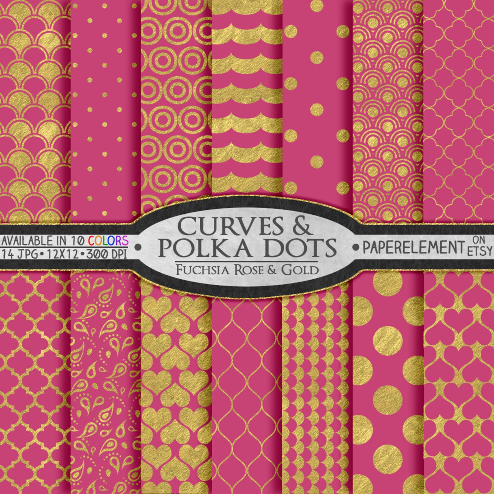 Pink and Gold Digital Paper: Gold and Pink Digital Paper With - Etsy