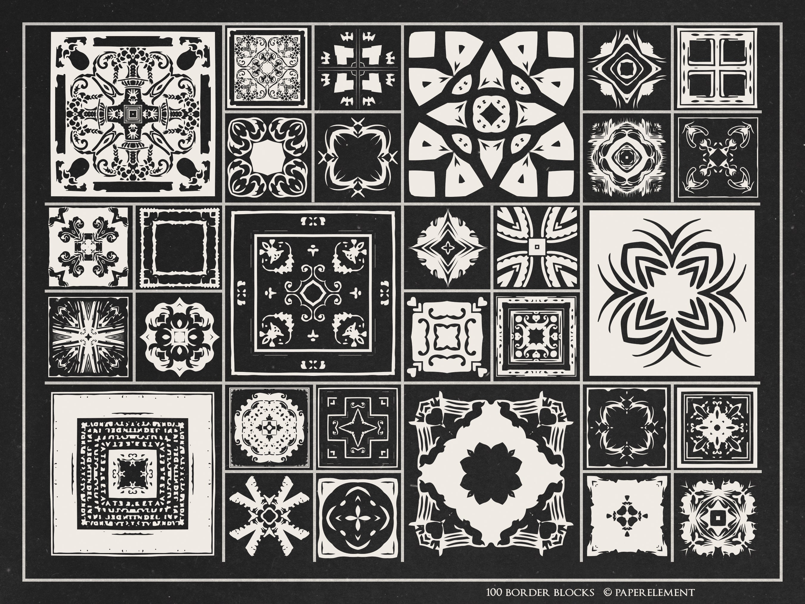 100 Border Blocks Vector Set Border Tiles Art in Ai EPS - Etsy
