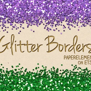Glitter Border Clipart Overlays: Transparent PNG Page Edge Clip Art ...