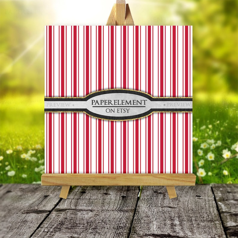 Cardinal Red Stripe Digital Paper Pack: Thin, Thick, Horizontal ...