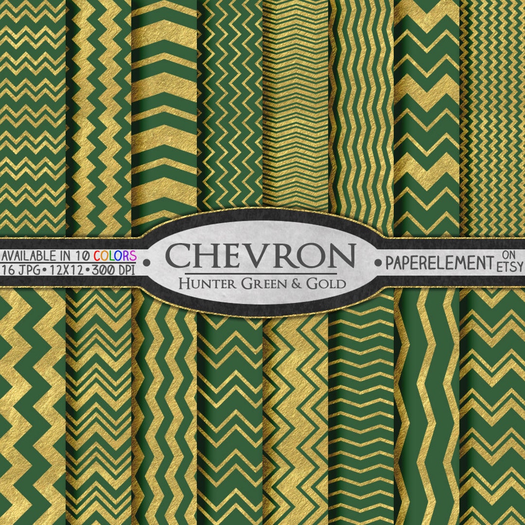 Hunter Green Chevron Digital Paper - Christmas Digital Backgrounds ...