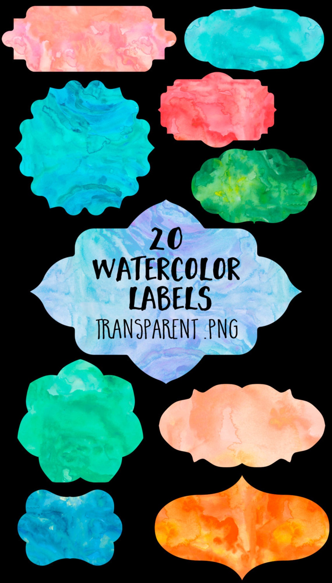 Watercolor Label Clipart: Watercolor Label Clip Art - Etsy