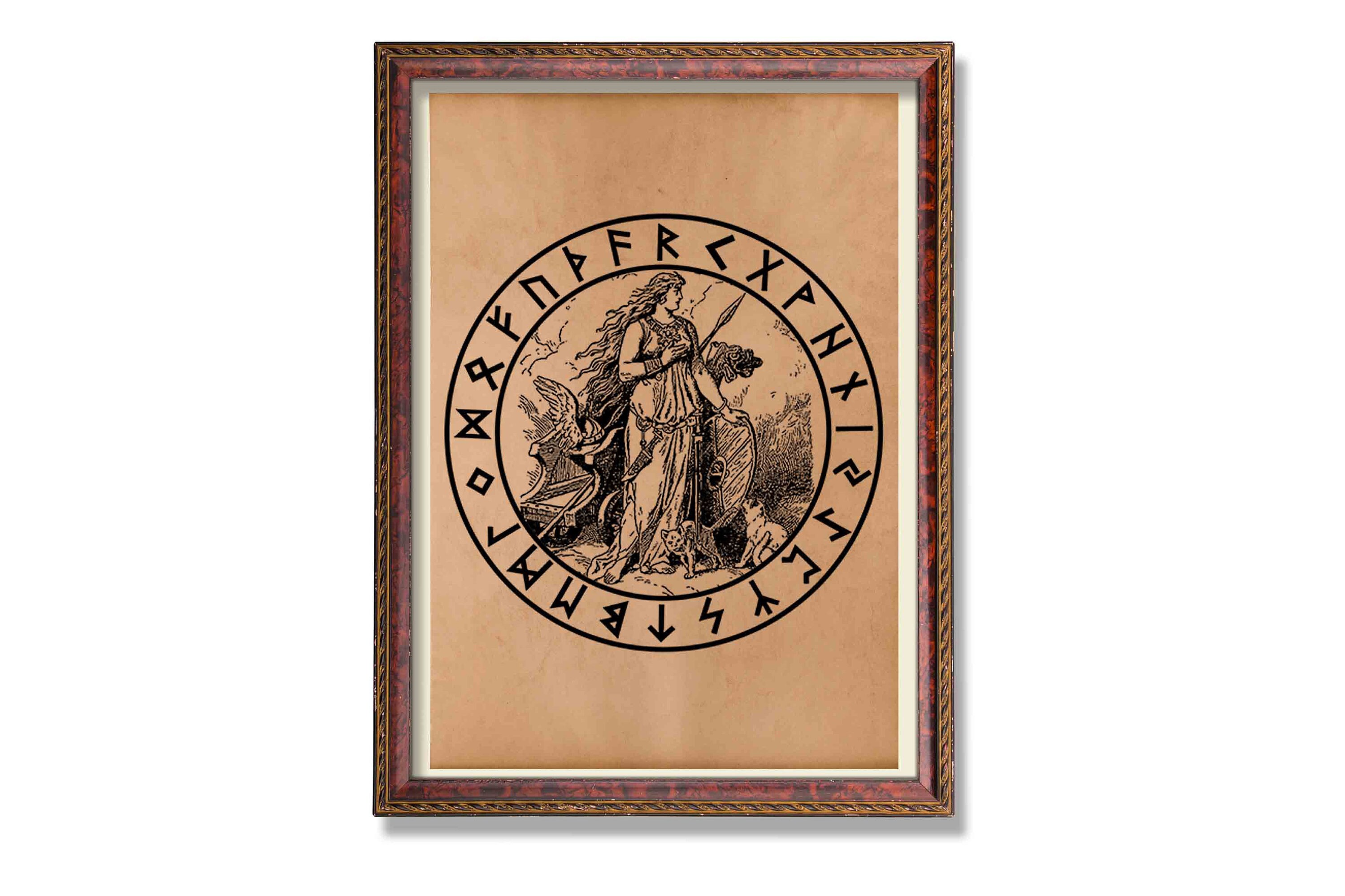 Freya print Rune poster Occut decor Pagan art Norse decoration | Etsy