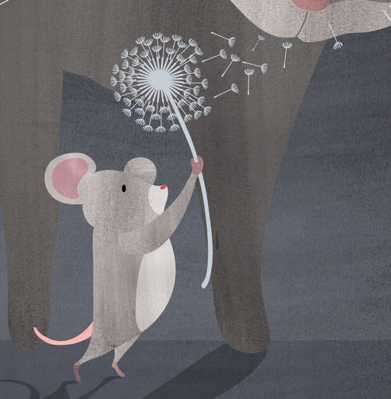 Cat Makes A Wish Cat Mouse Nursery Animal Wall Art Kids - Etsy