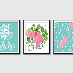 Elephant Adventure Set, Nursery Room, Children's Room, Decor, Elephant ...