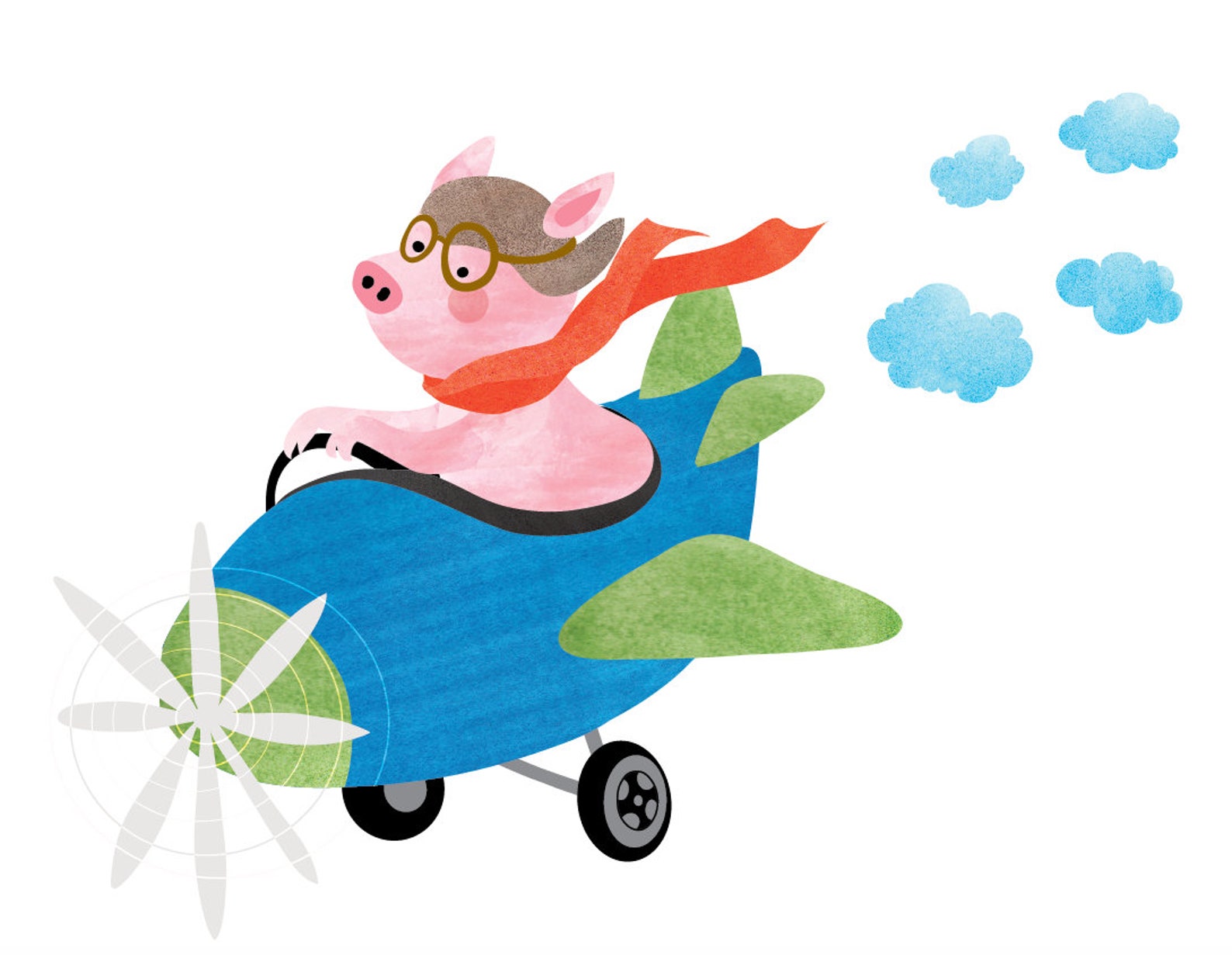 Pig Pilot Nursery Animal Wall Art Kids Room Farm Animal - Etsy