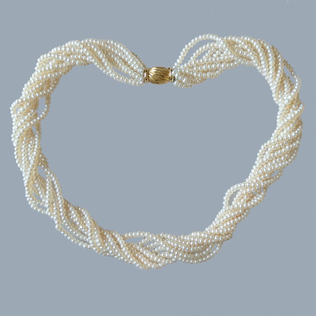 Vintage Multi Strand Seed Pearl Necklace 9ct Barrel Clasp 18" Long ...