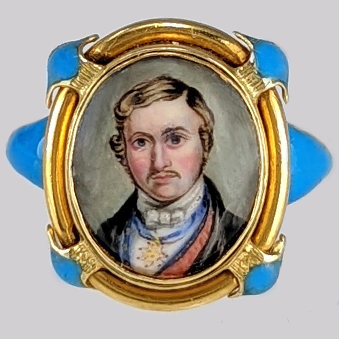 Prince Albert Portrait Ring Early Victorian 18ct Gold and Enamel Ring ...