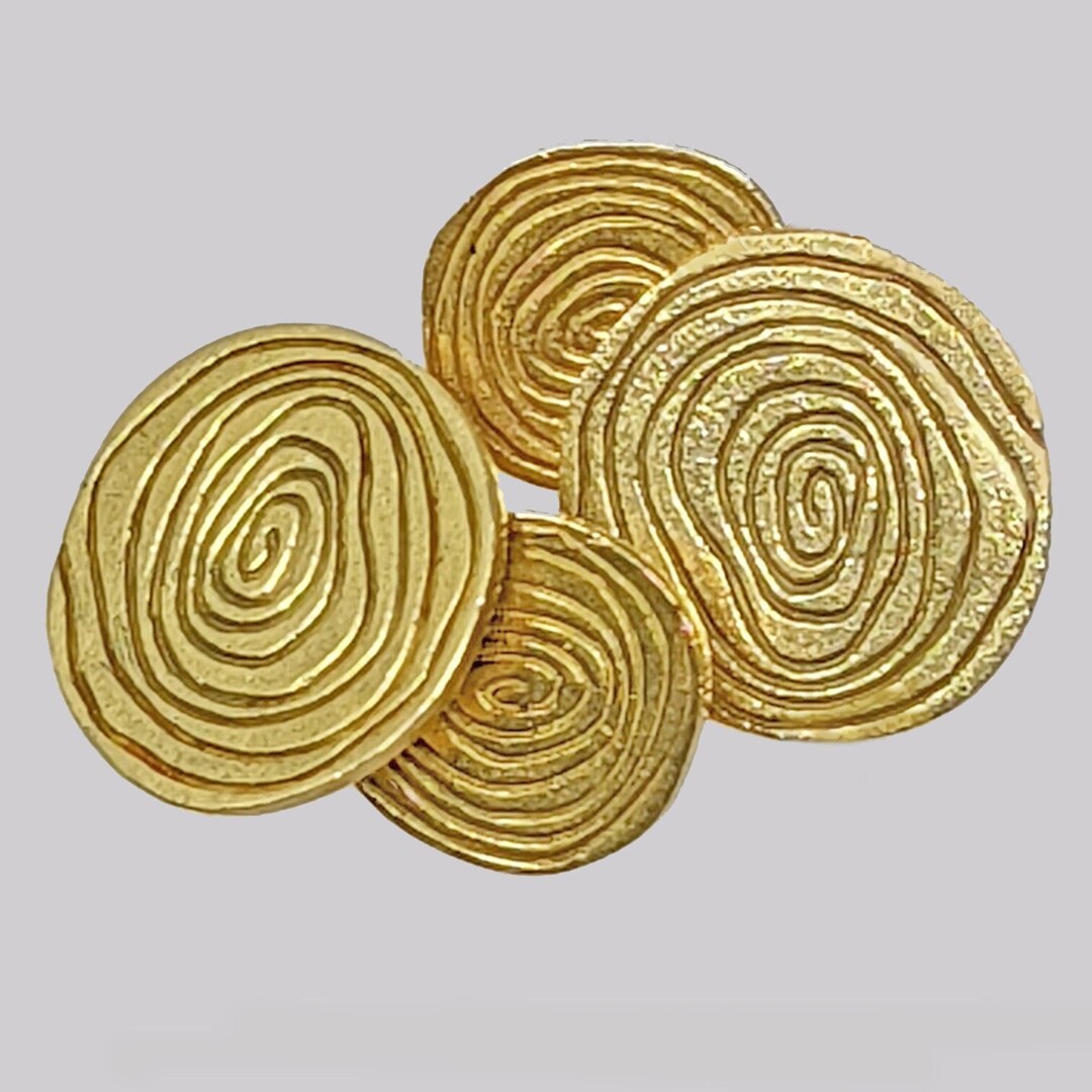 GRIMA CIRCULAR Cuff Links 18ct Gold Swirl Vintage Signed Andrew Grima ...