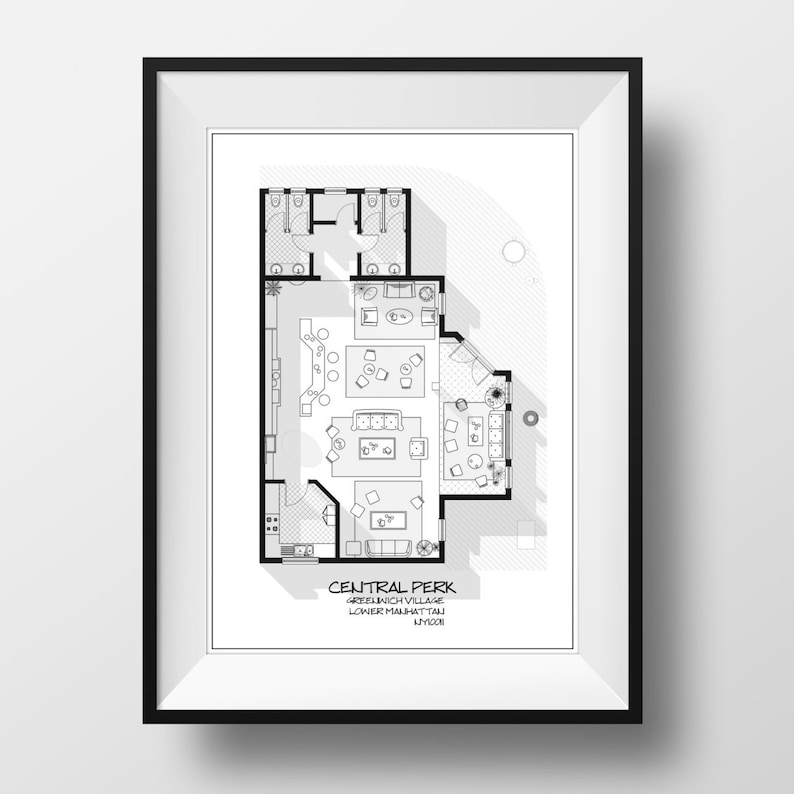 Central Perk Cafe Floor Plan Friends TV Show Layout Central | Etsy