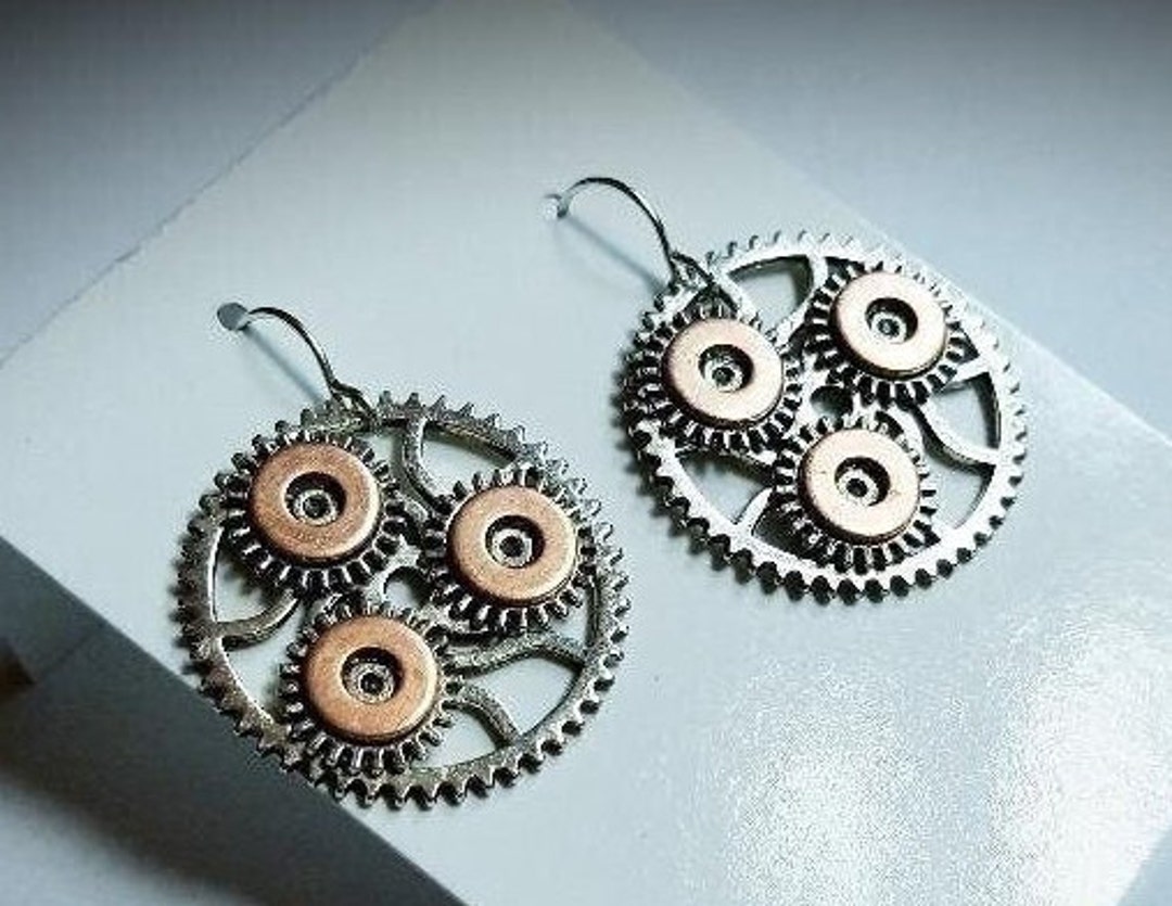 Engineer Earrings / Steampunk Gear Sprocket Cog Hardware Jewelry Gifts ...