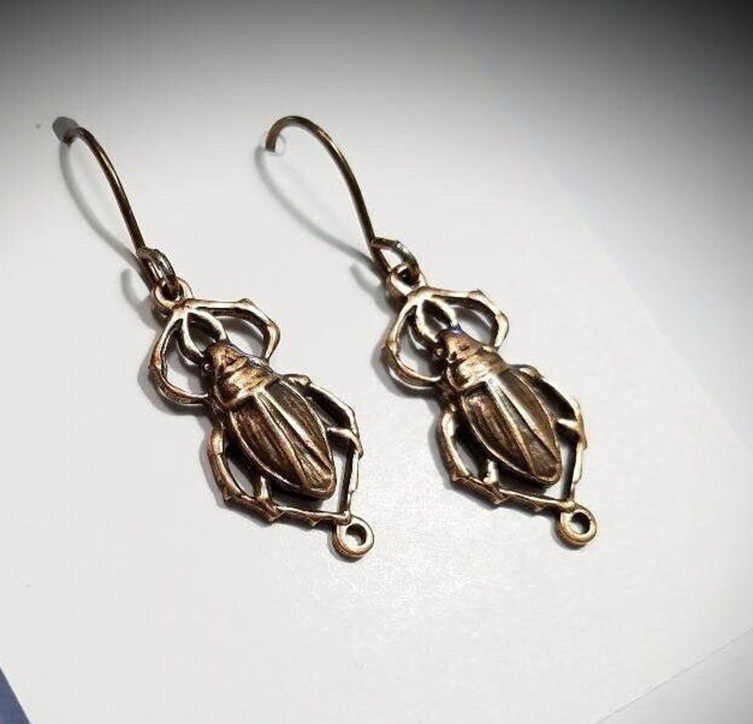 Copper Scarab Beetle Insect Dangle Earrings Gifts / Steampunk Punk ...