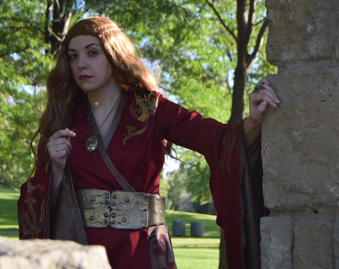 Beautiful Crimson and Gold Renaissance Medieval Gown Inspired by Game ...