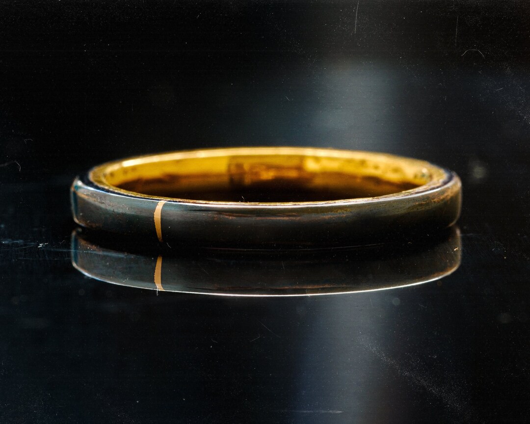Rare Shakudo Wedding Ring - 24k Gold Lined Shakudo Ring - Japanese ...