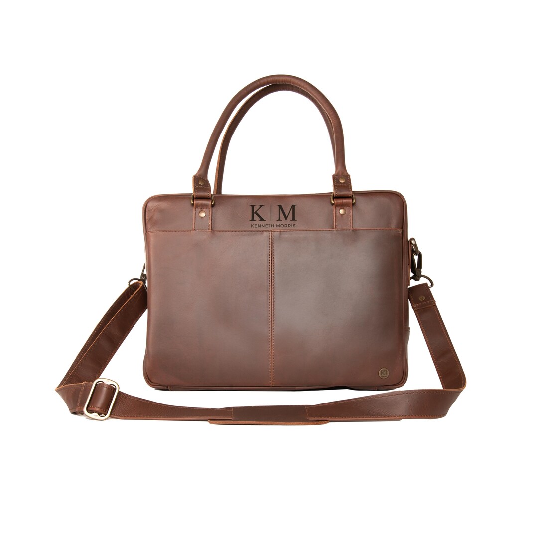 Personalized Leather Laptop Bag With Custom Laser Monogram ...