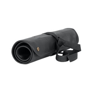 Personalized Black Leather Knife Roll Case With Zipped Pocket, Chef's ...