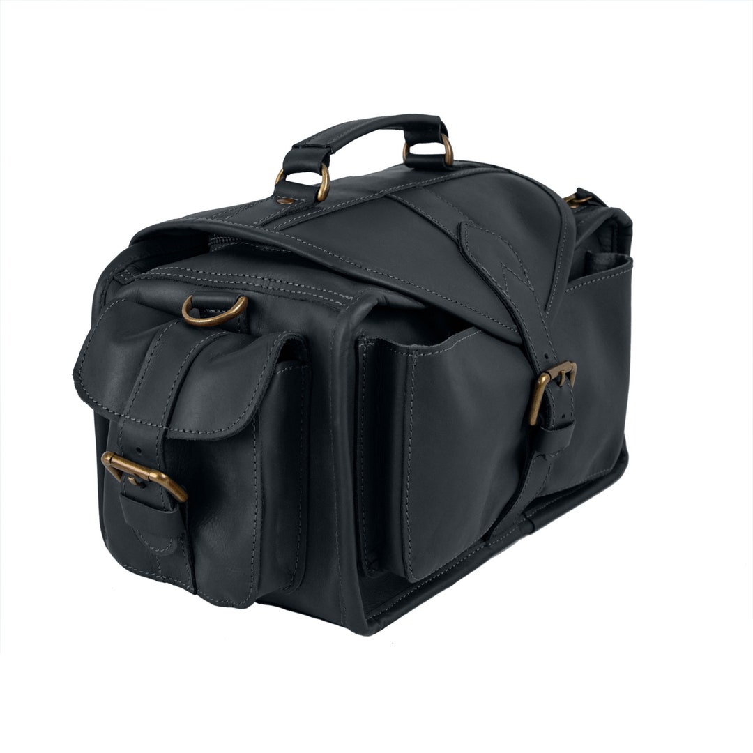 Handmade Black Leather Camera Bag | Gift for Photographers ...
