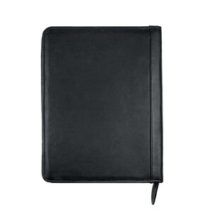 Personalized Black Full Grain Leather Portfolio Case With Zip Business ...