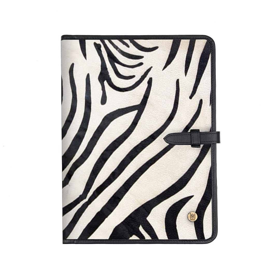 Zebra Print Cowhide Leather Portfolio Folder A4 Document | Women's ...