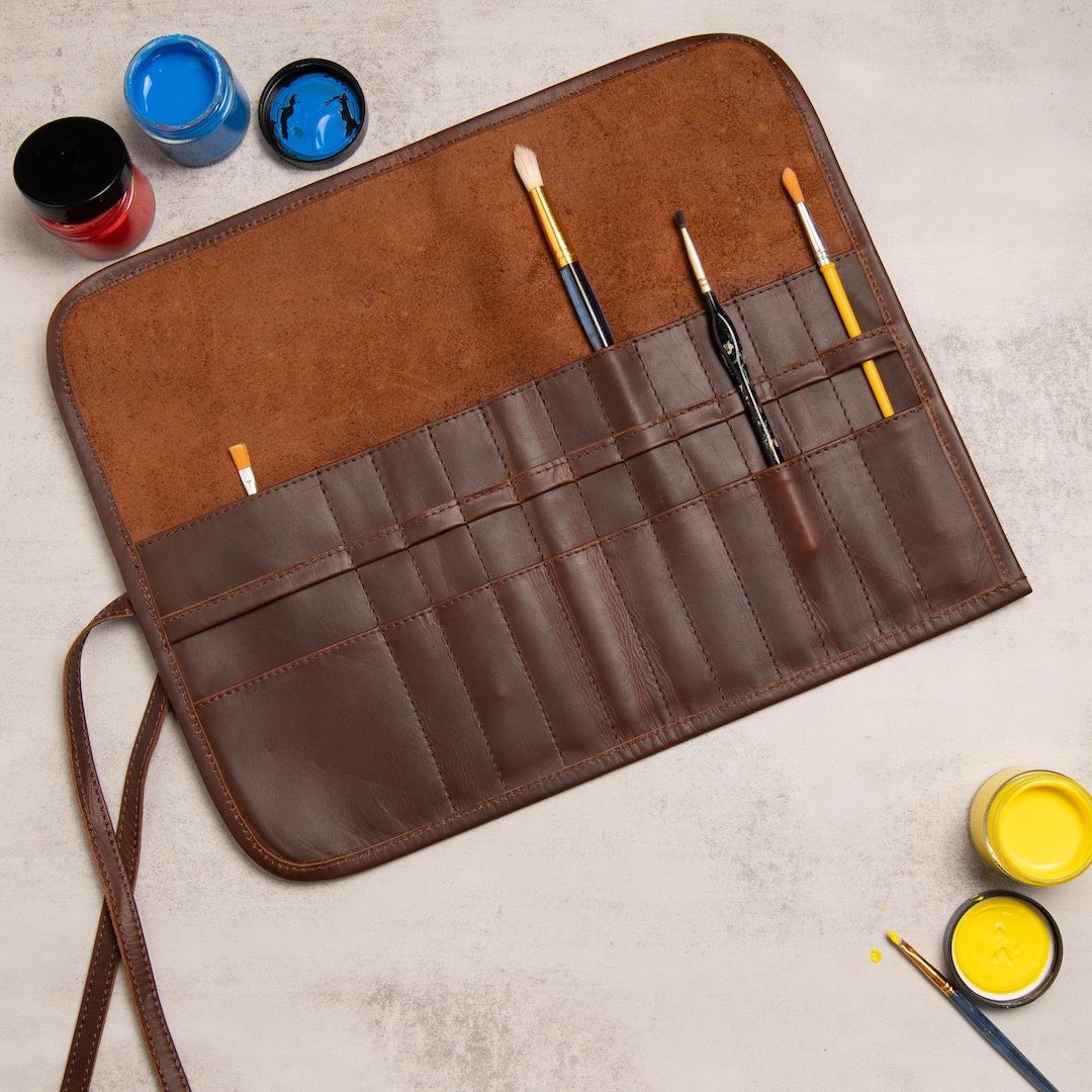 Personalized Leather Pencil Roll, Pen Case, Artist Roll Gift for Artist ...