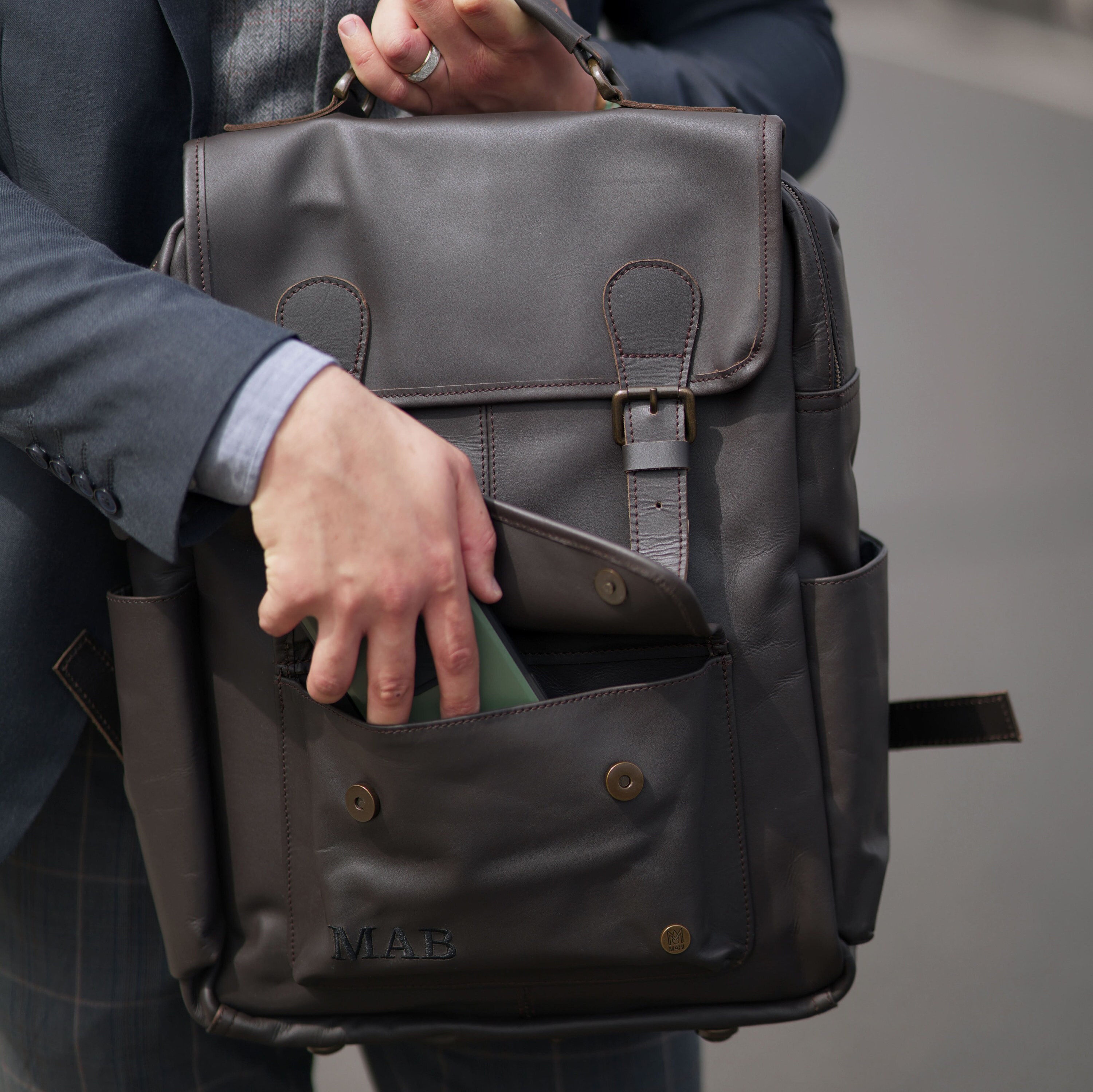Men's Utility Backpack in Full Grain Leather | Handmade Backpack With ...