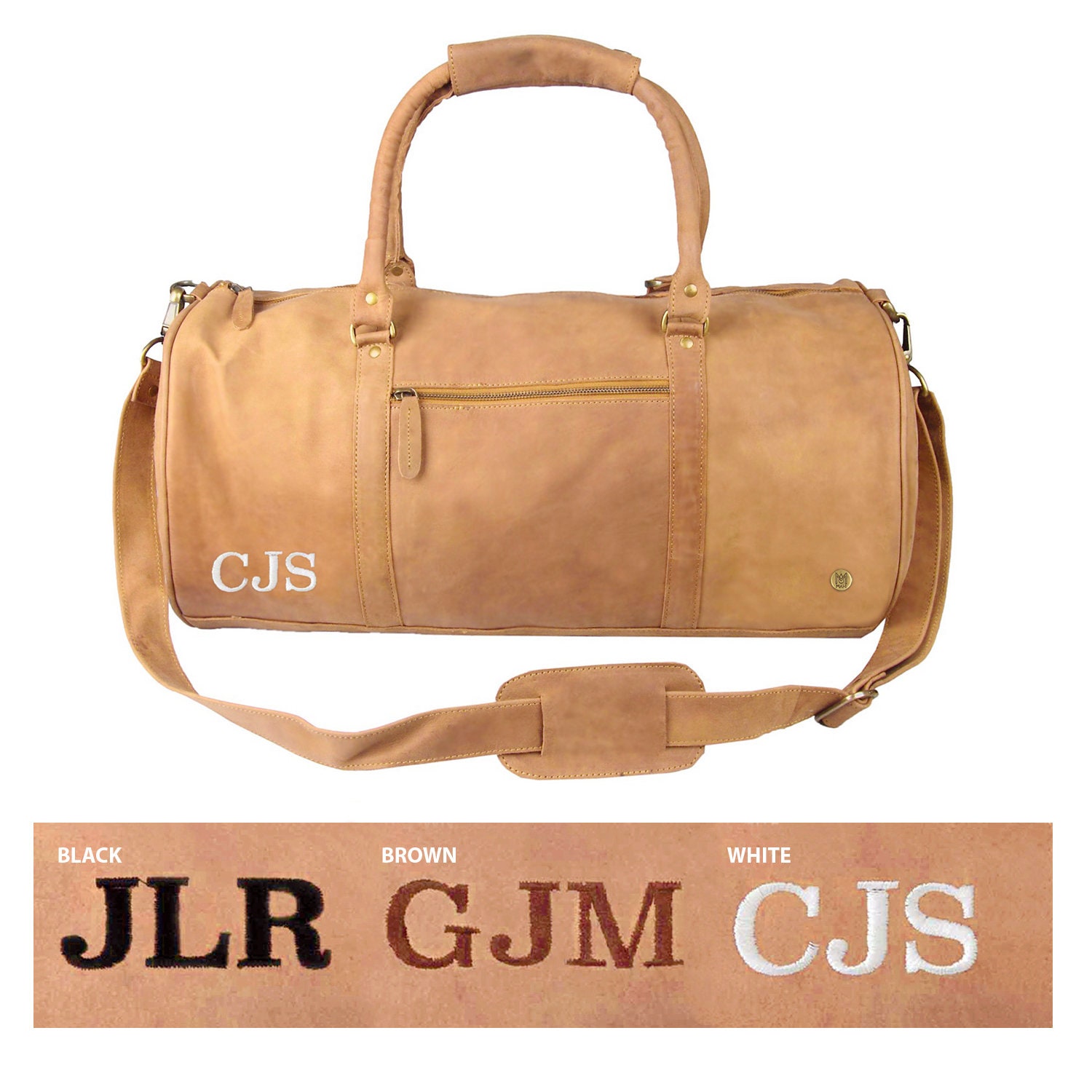 Monogram Leather Duffle Personalized Duffle Bag Barrel Bag - Etsy UK